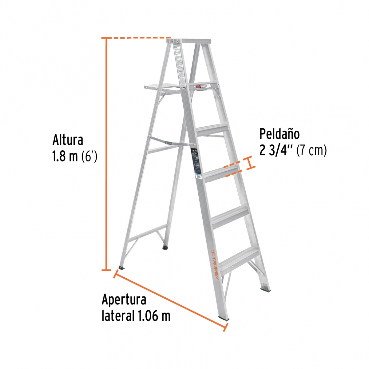 ESCALERA DE TIJERA 100% ALUMINIO TIPO III 5 PELDAÑOS TRUPER - JORDAN BRANS
